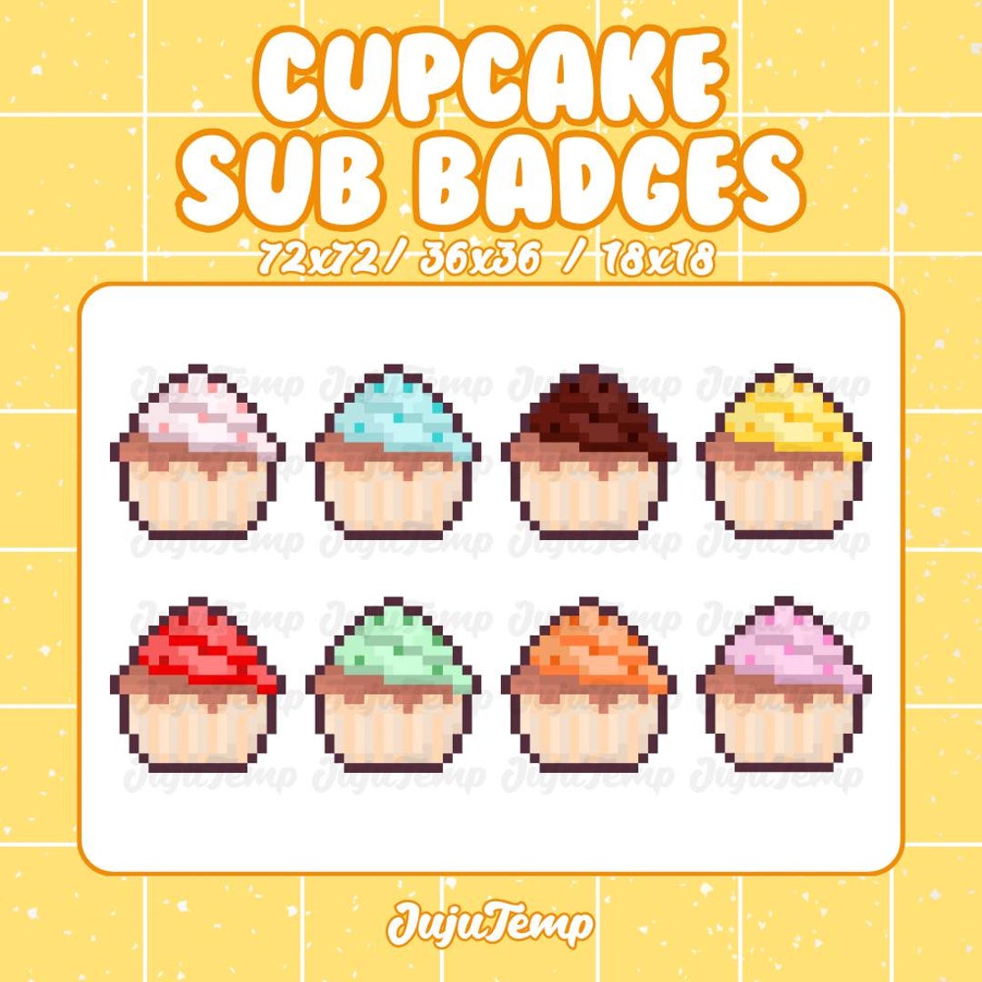 Pixel Art Cupcake Sub Badges | 8 Kawaii Cute Pastel Muffins Pastry ...