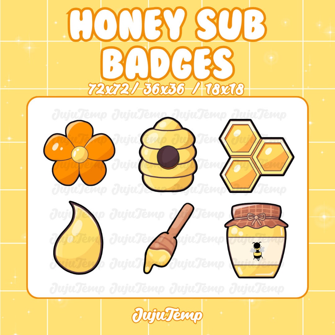 Honey Bee Sub Badges | 6 Kawaii Honey Sub Badges | Twitch Streaming - Etsy