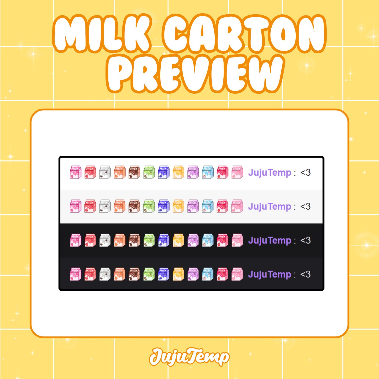 Milk Carton Sub Badges | 12 Kawaii Milk Box Sub Badges | Cute Twitch ...