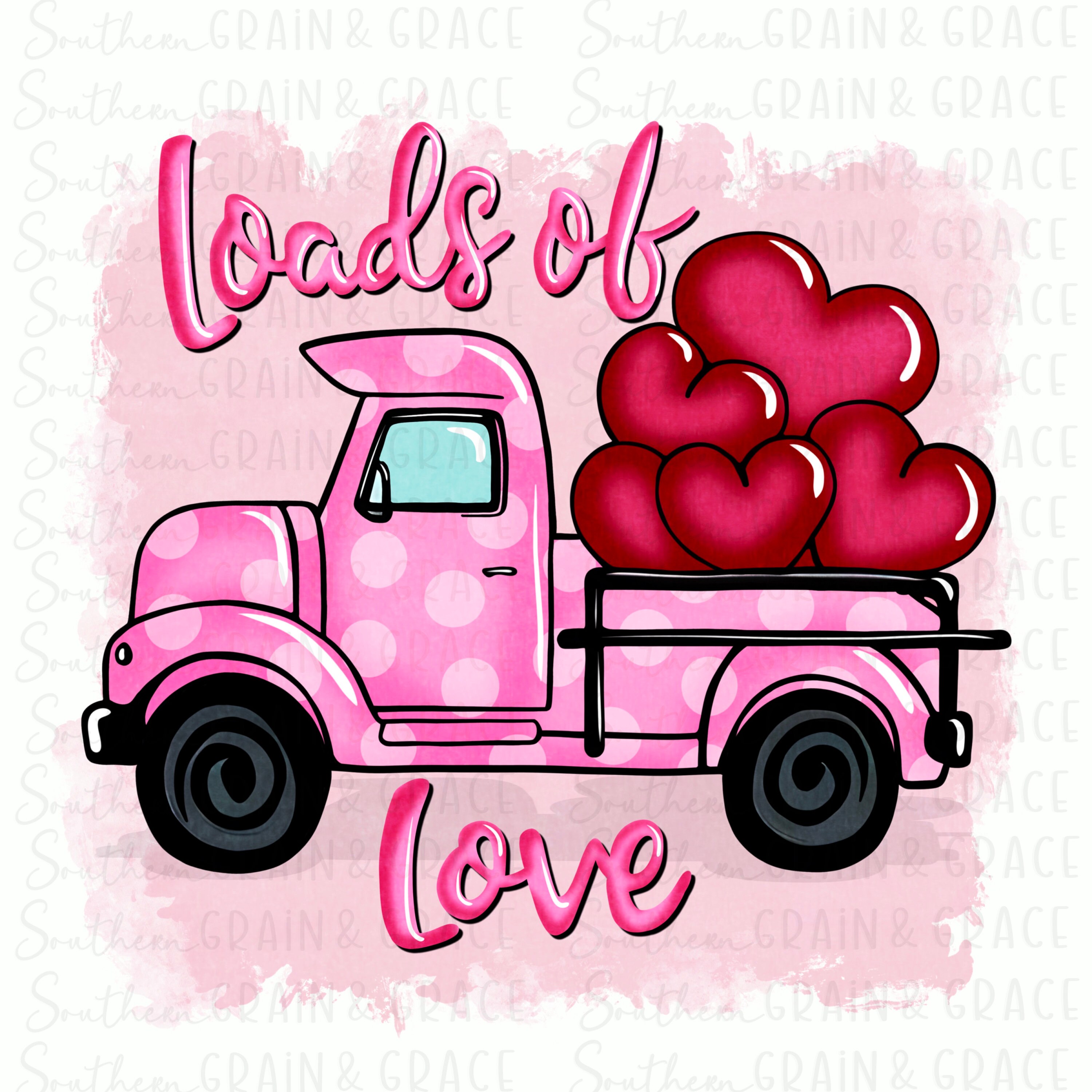 Loads of Love Pink Truck With Hearts Valentine PNG, Digital Download - Etsy