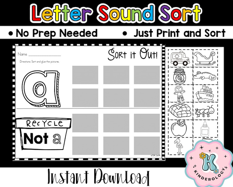 Letter Sound Sort - Printables- Kindergarten- Pre-k- Homeschool-teacher ...
