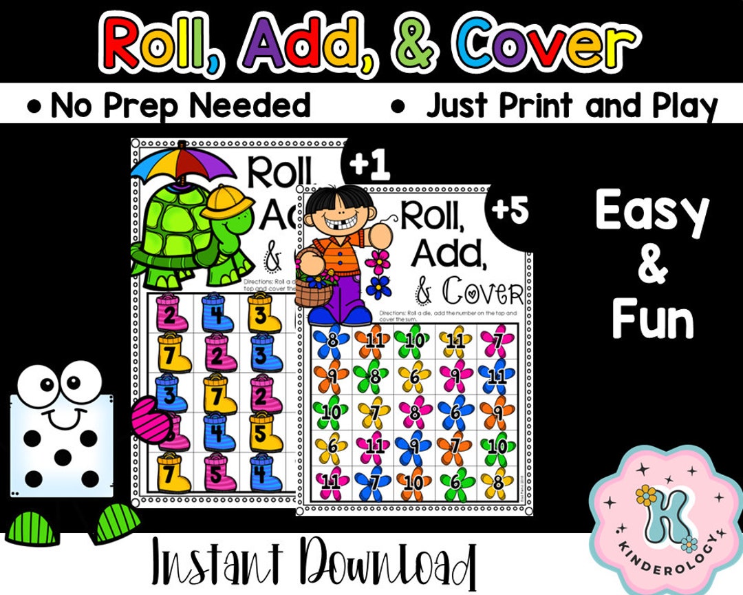 Roll, Add, & Cover Addition Game - Spring Theme- Kindergarten ...