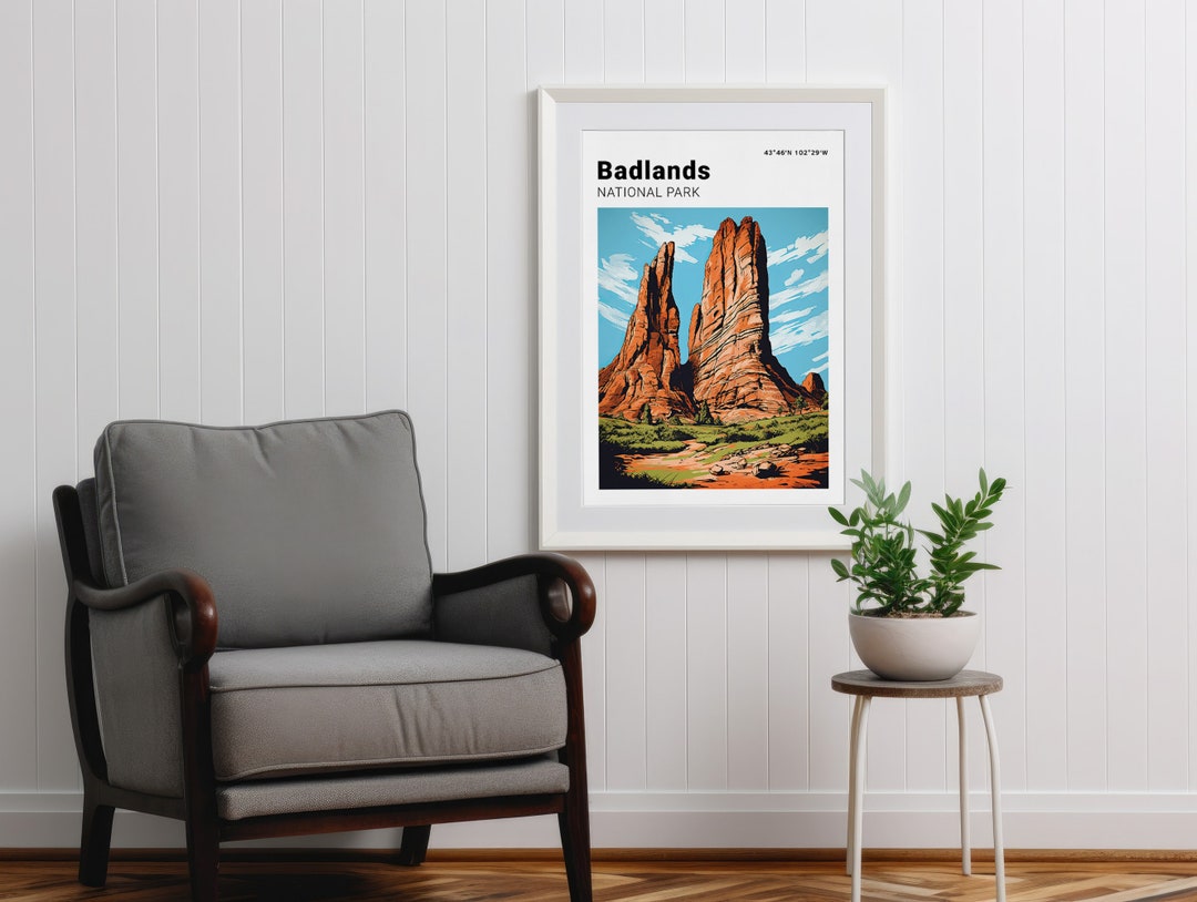 Badlands National Park Poster, National Park Art, National Park Wall ...