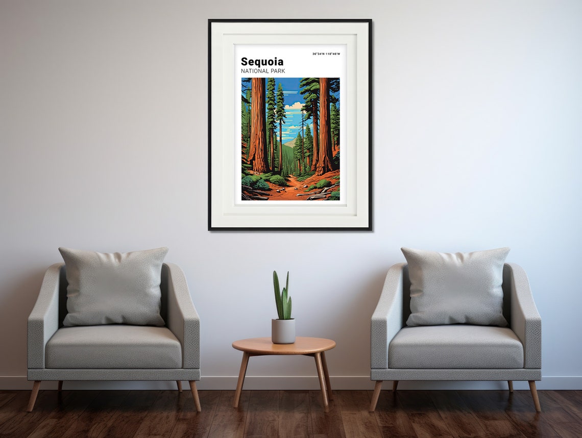 Sequoia National Park Poster, National Park Art, National Park Wall Art ...