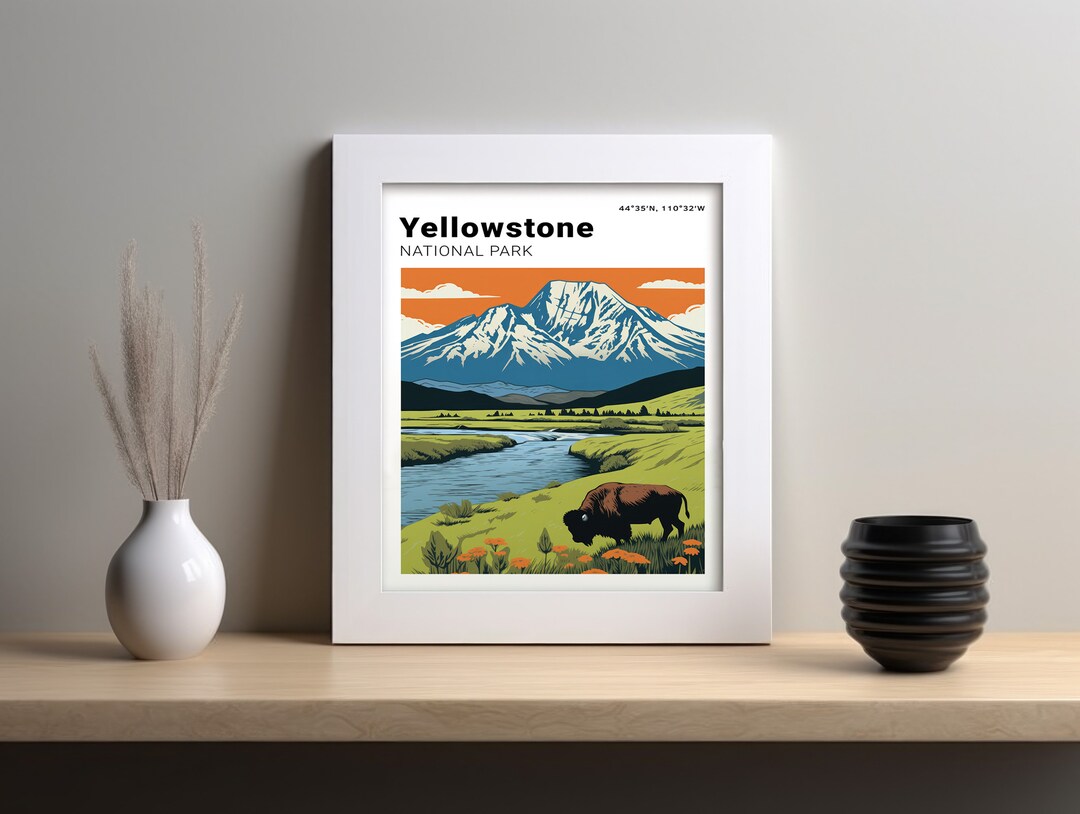 Yellowstone National Park Poster, National Park Art, National Park Wall ...