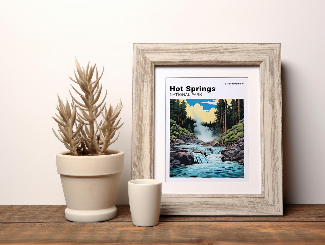 Hot Springs National Park Poster, National Park Art, National Park Wall ...