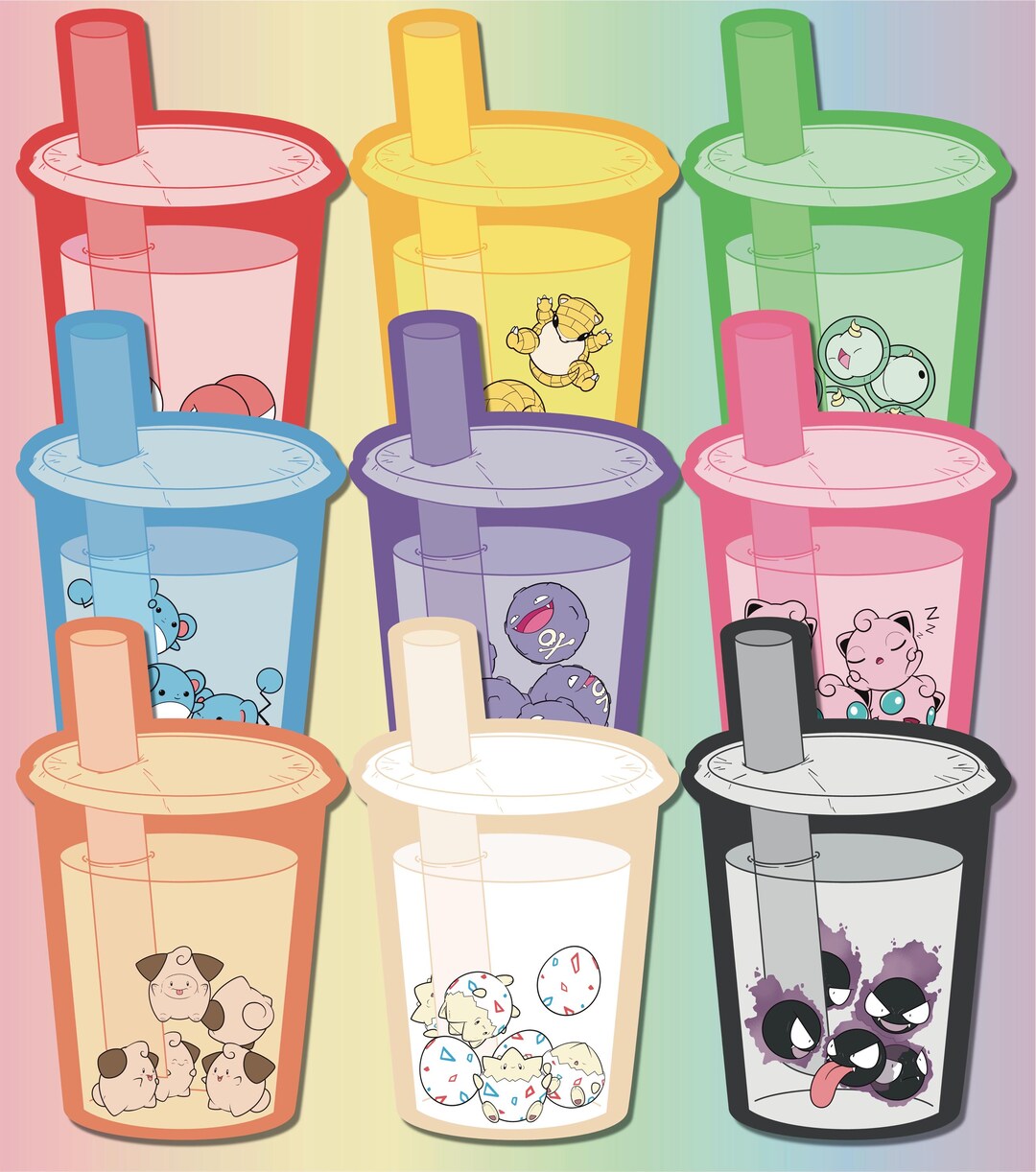 Pokémon Boba Tea Stickers - Etsy
