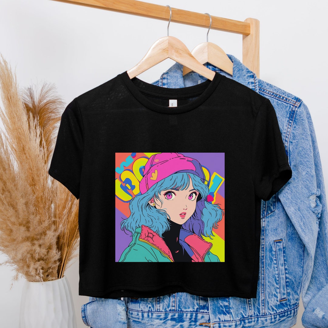 Women's Crop Top, Pop Retro, Cartoon Style, 90s, 100% Organic Cotton - Etsy