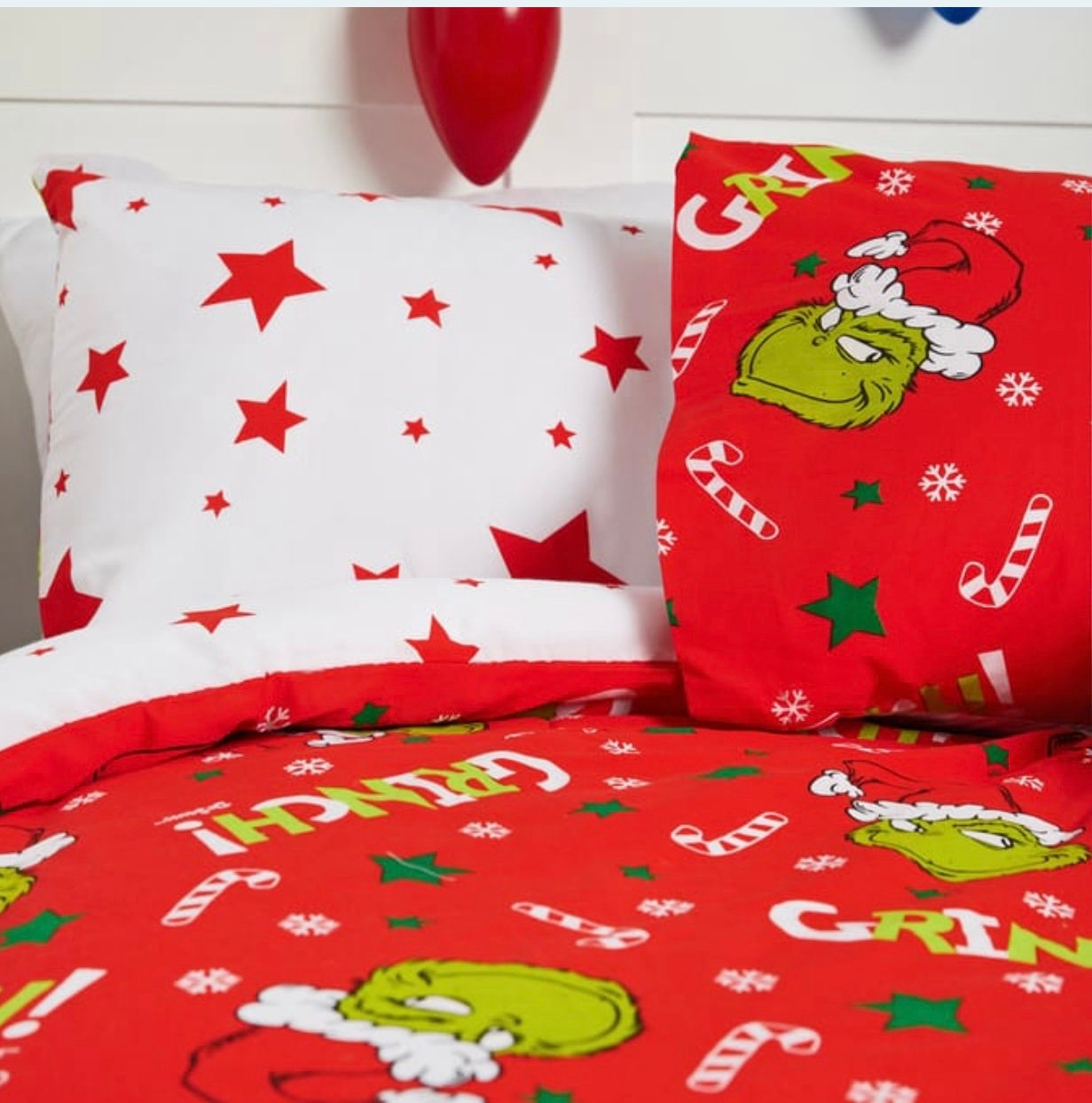 Stunning Christmas Grinch Double Bedding Set Glow in the Dark Green Red ...