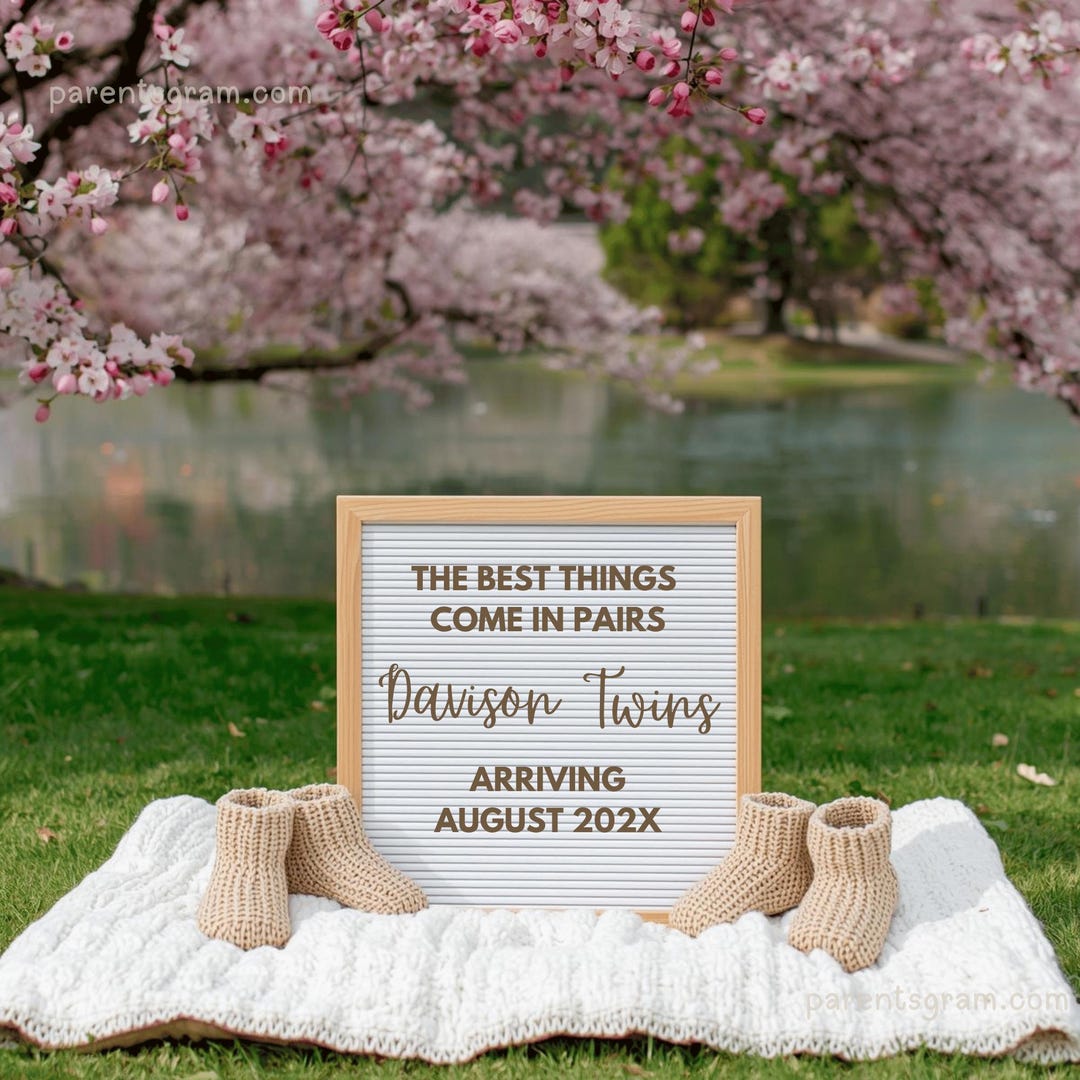 Twins Pregnancy Announcement Template | Editable Canva Twin Pregnancy ...