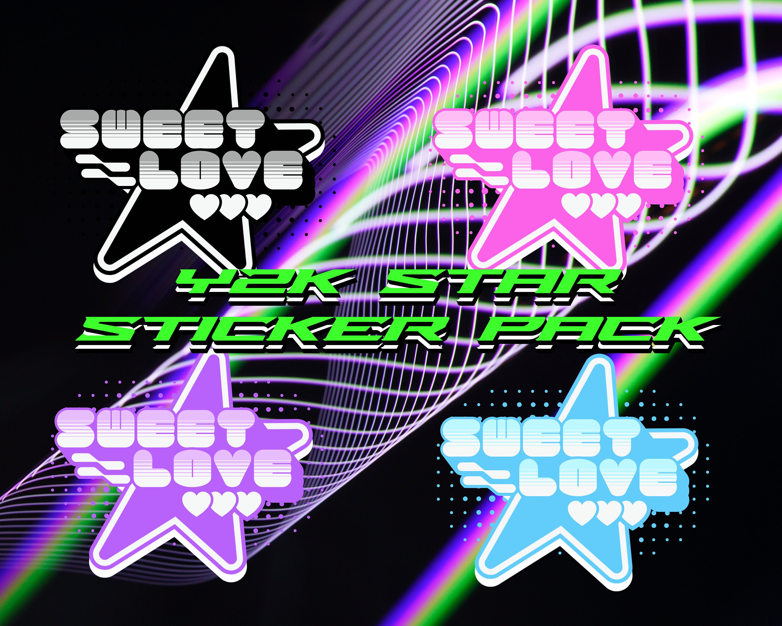 Y2k Star Sticker Pack, Y2k Aesthetic, Y2k Phone Accessories, Y2k ...