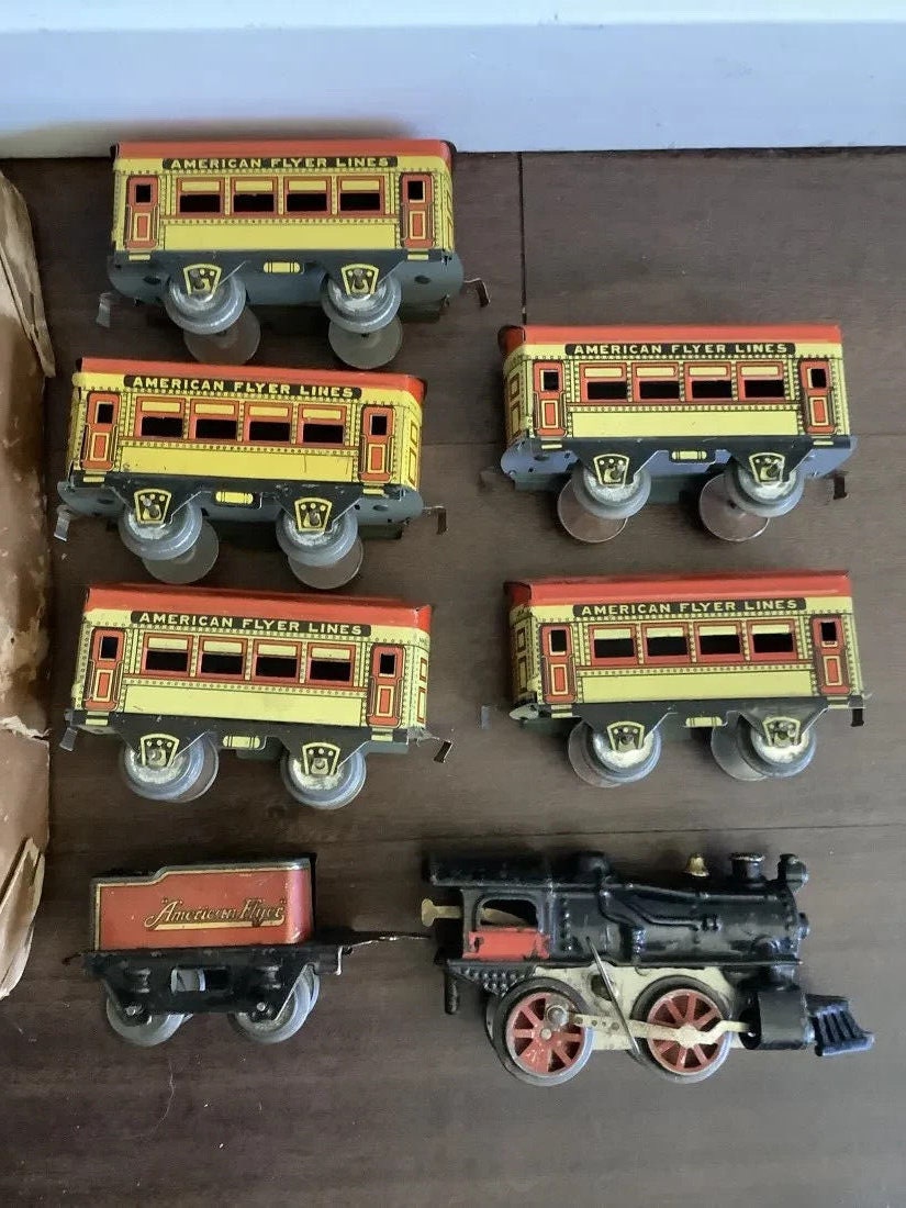 SUPER Rare AMERICAN FLYER Passenger Tin Litho Train Set, Original Box ...
