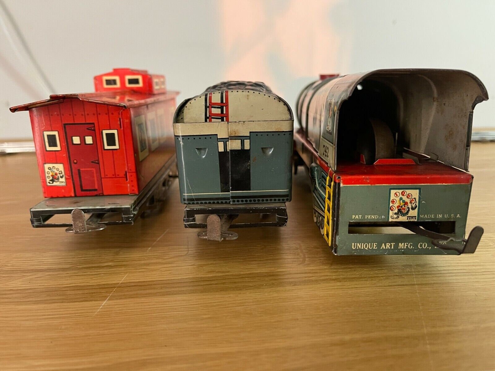 UNIQUE Vintage 1950'S Art LOCOMOTIVE MECHANICAL #742 Train Set and 2 ...