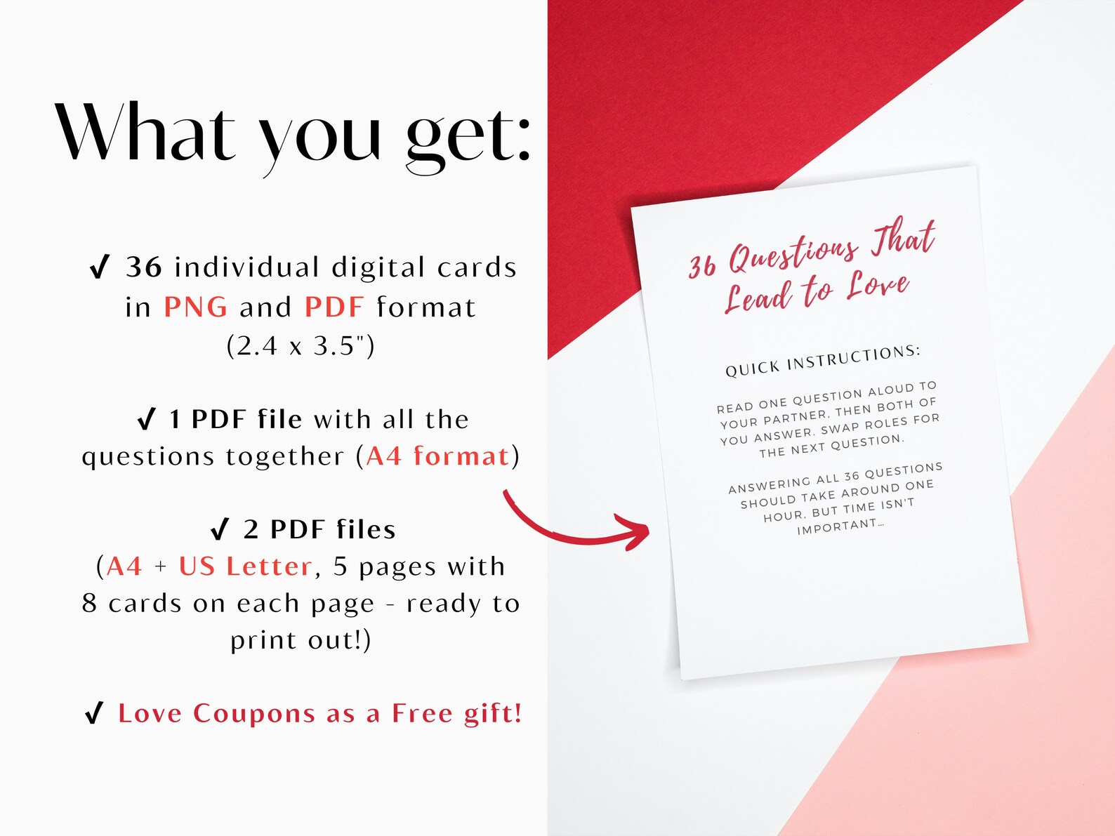 Questions to Fall in Love, Printable Cards, Couple GIFT Idea, Romantic ...