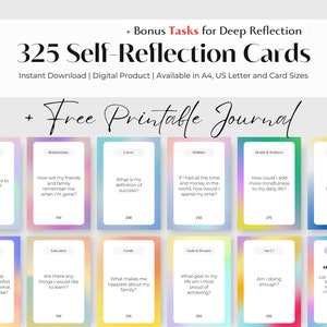 325 SELF-REFLECTION Digital Cards With Tasks and a Free GIFT Self ...