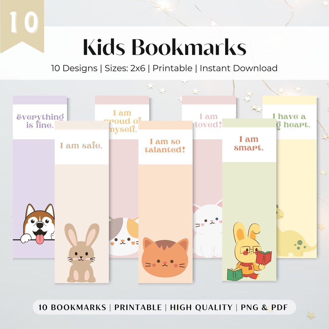 Kids Printable Affirmation Bookmarks + Reading Tracker for Kids ...