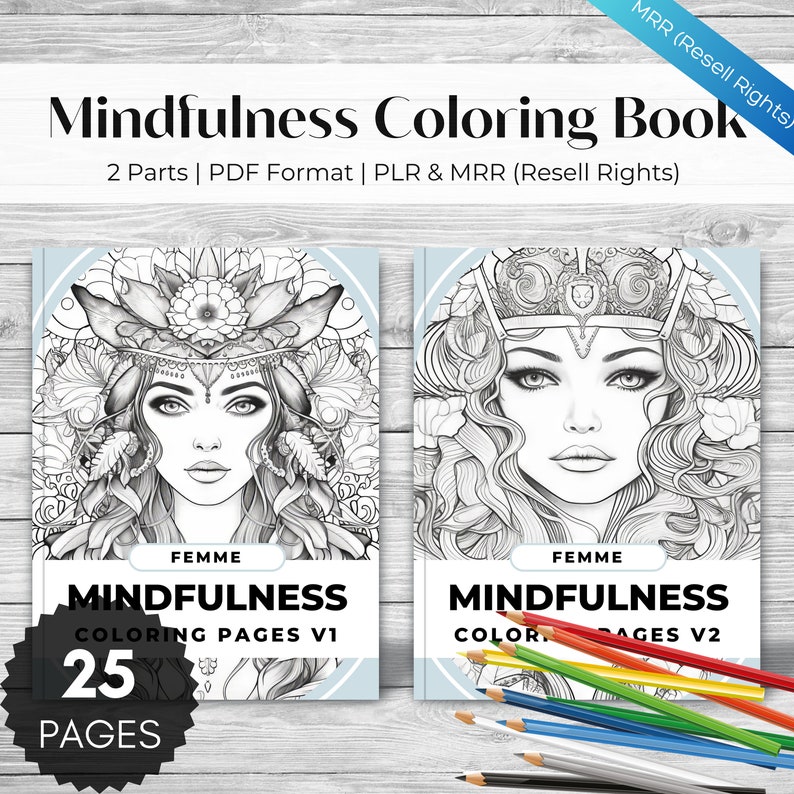 Mindfulness Coloring Book, Femme Coloring Pages for Women, Resell ...