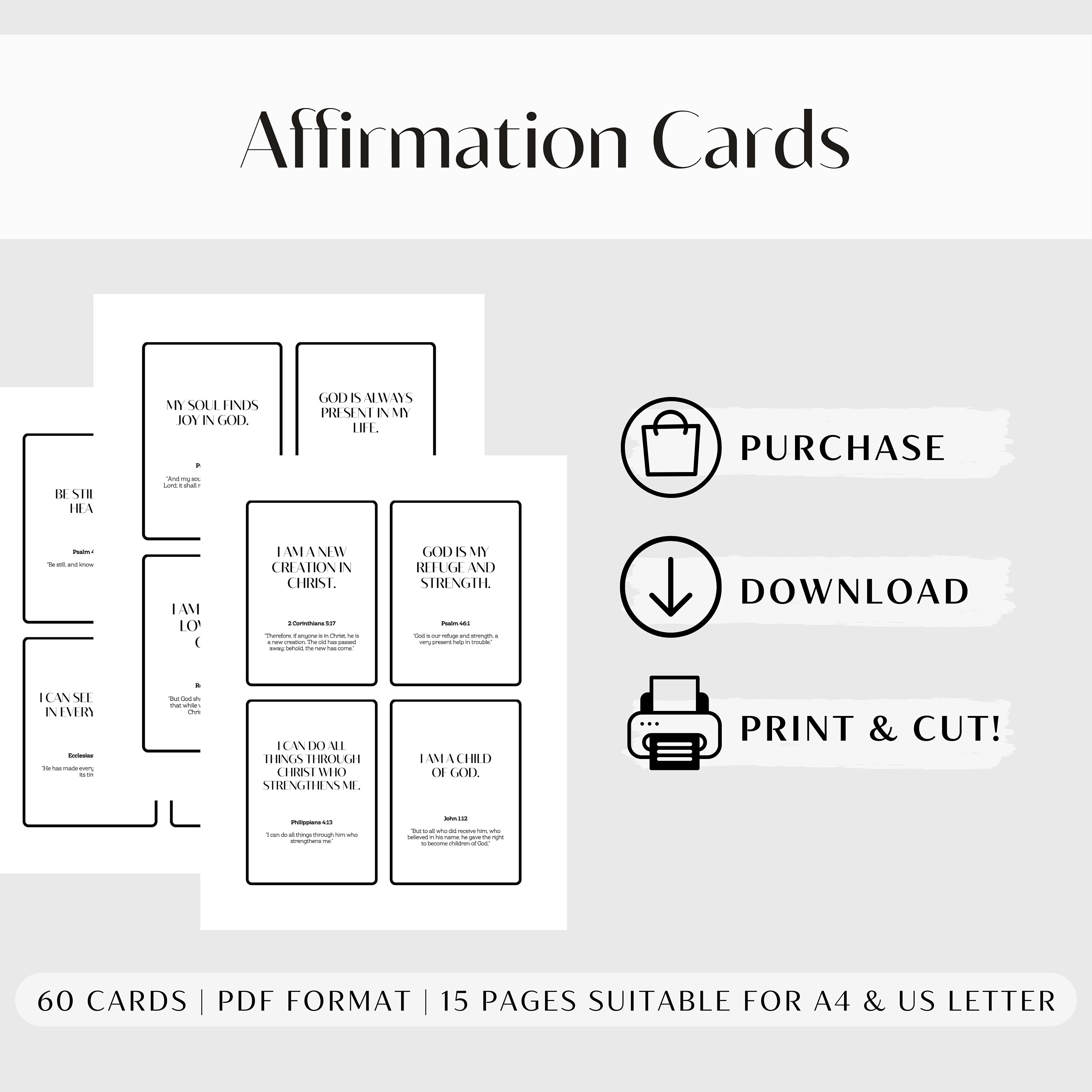 CHRISTIAN POSTERS & Bible Affirmation CARDS, Bible Verse Poster Bible ...