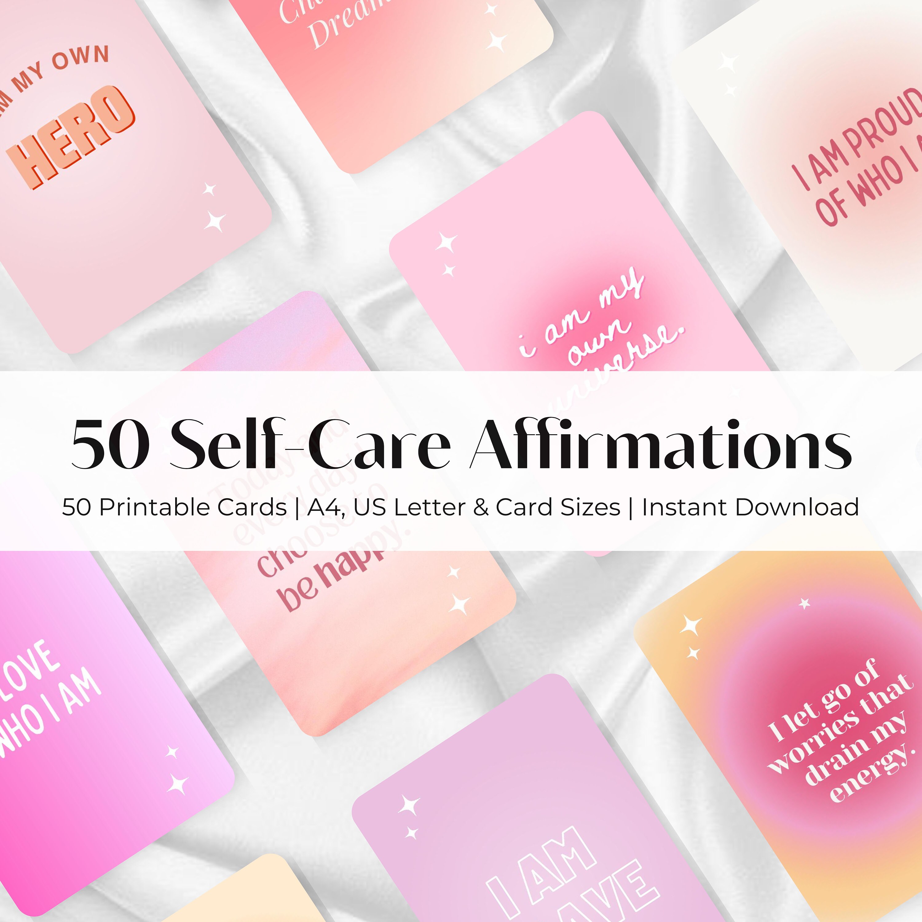 SELF CARE AFFIRMATIONS, Positive Affirmation Cards, Teenager Printable ...