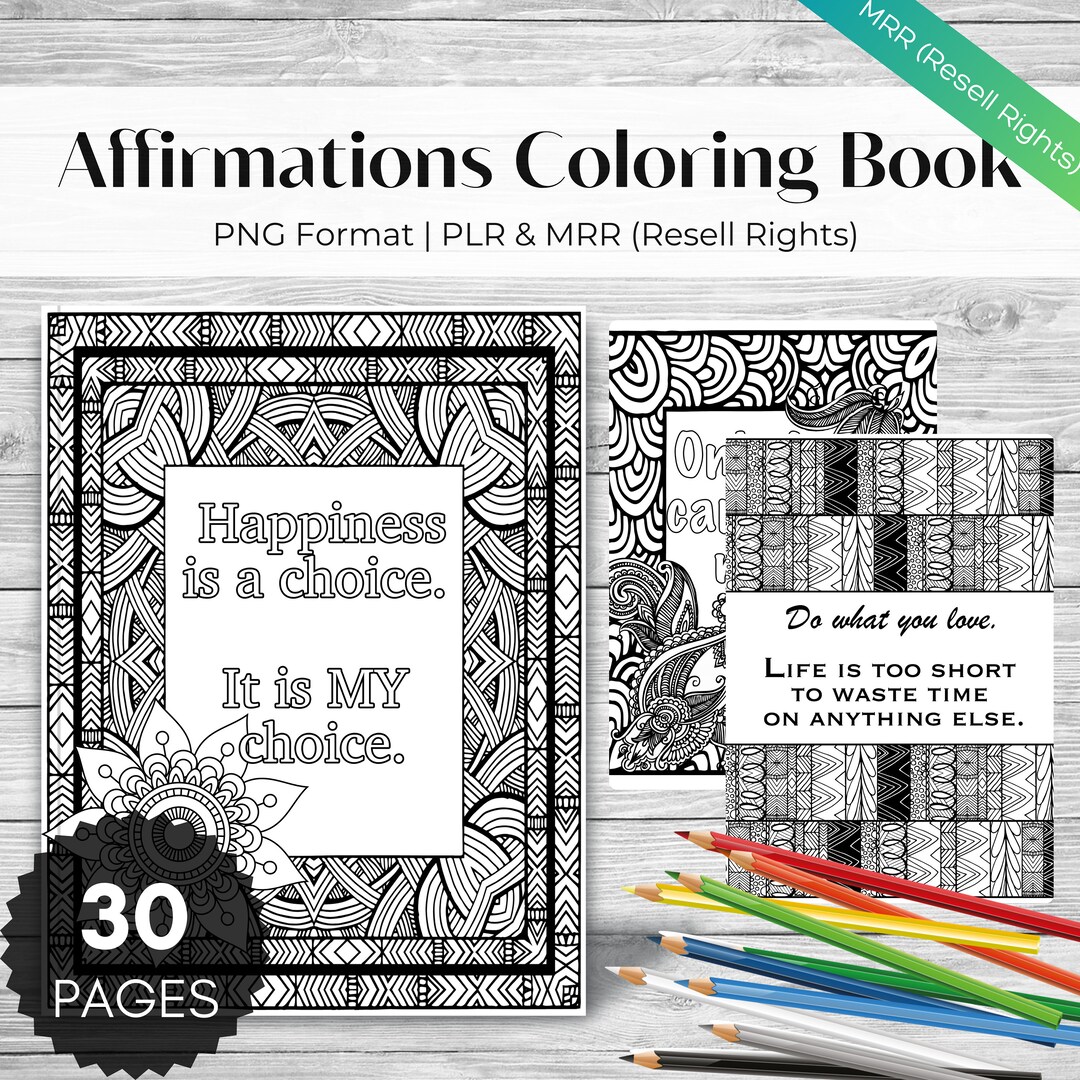 Affirmations Coloring Book: 30 Printable Pages (resell Rights) - Etsy