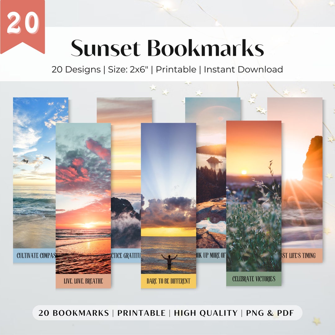 Sunset Bookmarks With Affirmations, Photo Bookmarks, Printable ...