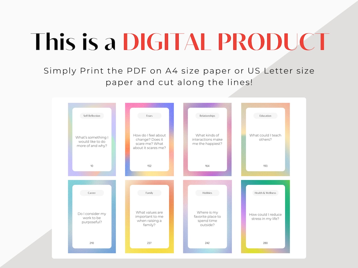 325 SELF-REFLECTION Digital Cards With Tasks and a Free GIFT Self ...