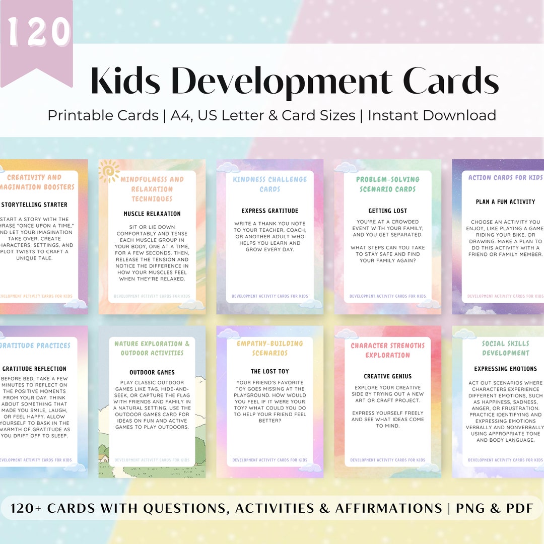 Kids Development Cards: Activities & Affirmations (digital Download) - Etsy