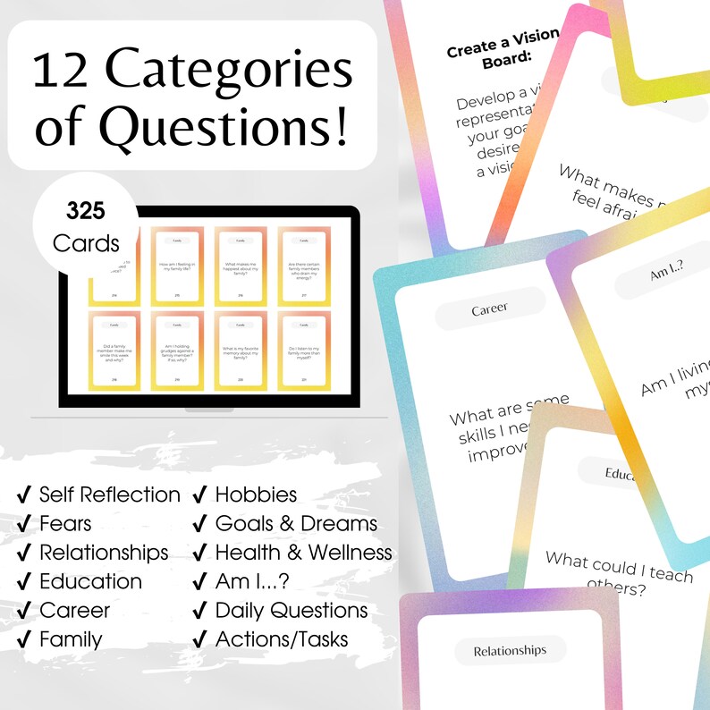 Self-reflection Cards: 325 Printable Journal Prompts (digital Download ...