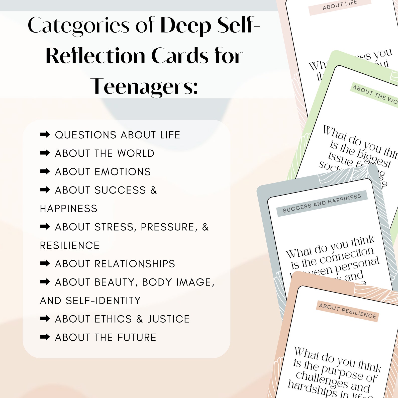 Teen Reflection Cards: Conversation Starters, Self-discovery (printable ...