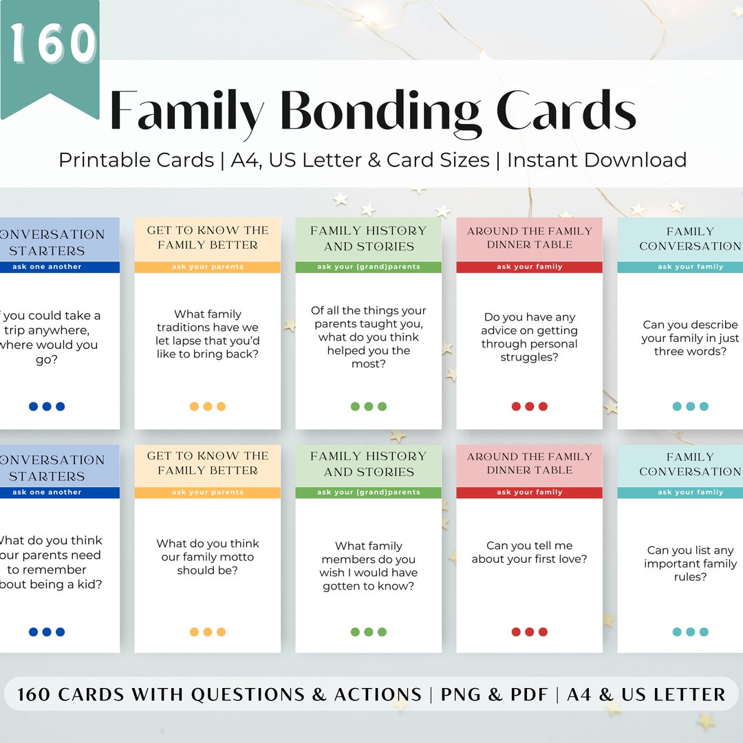 FAMILY CONVERSATION STARTERS | Bonding Cards for Family, Conversation ...