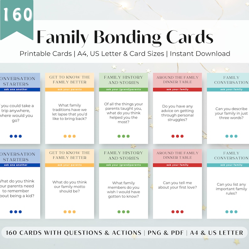 FAMILY CONVERSATION STARTERS | Bonding Cards for Family, Conversation ...