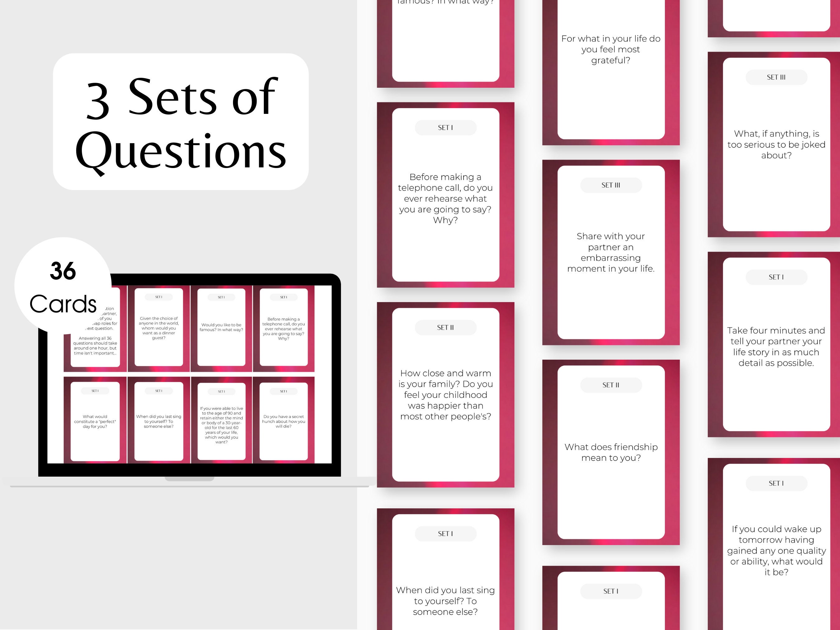36 Questions to Fall in Love Cards: Couple Conversation Starters ...