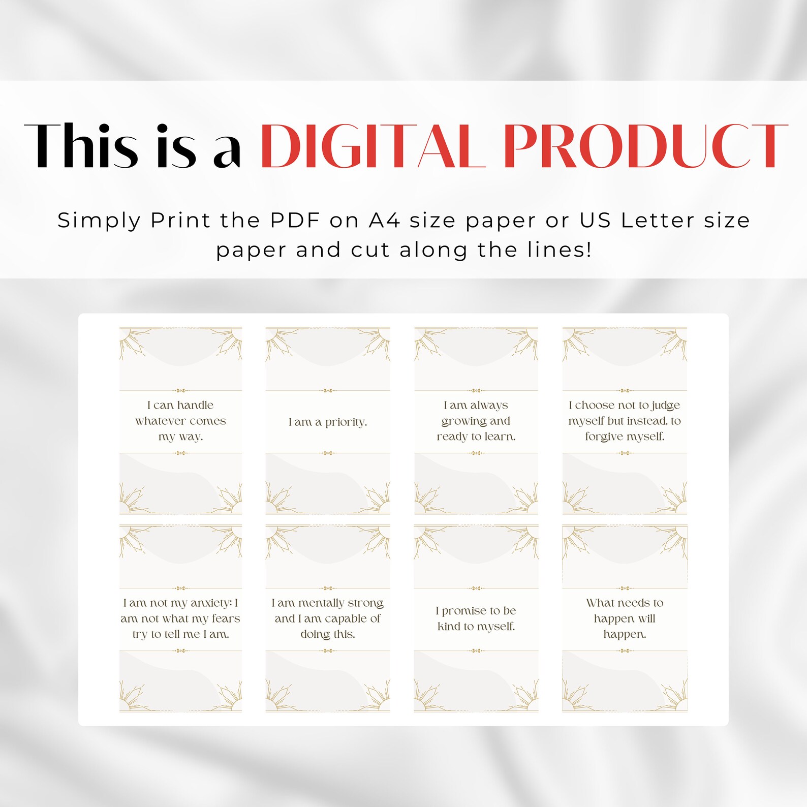 POSITIVE AFFIRMATION CARDS, Printable Self Care Affirmations, Positive ...
