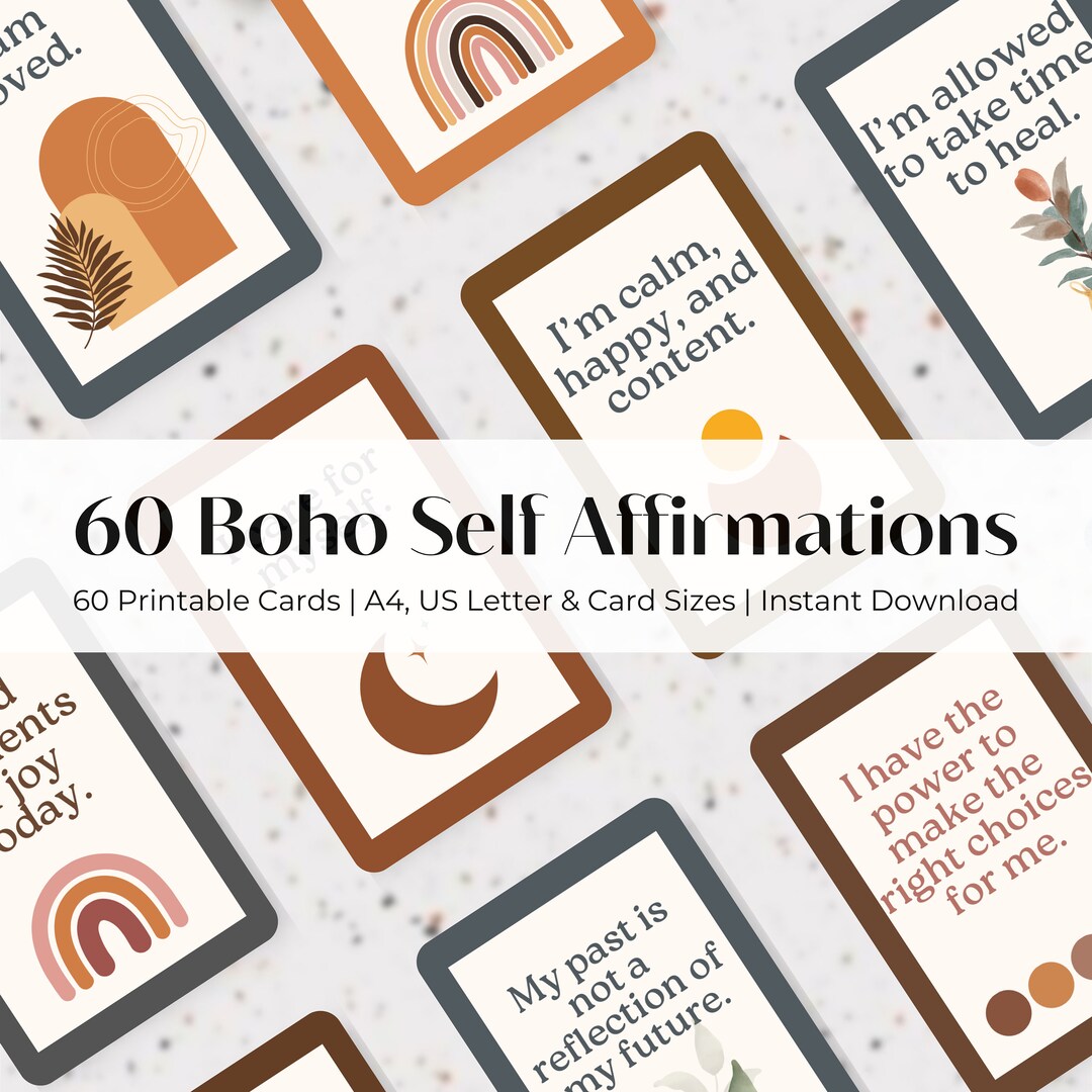 Printable Boho Self-affirmation Cards | Digital Download | Self Love ...