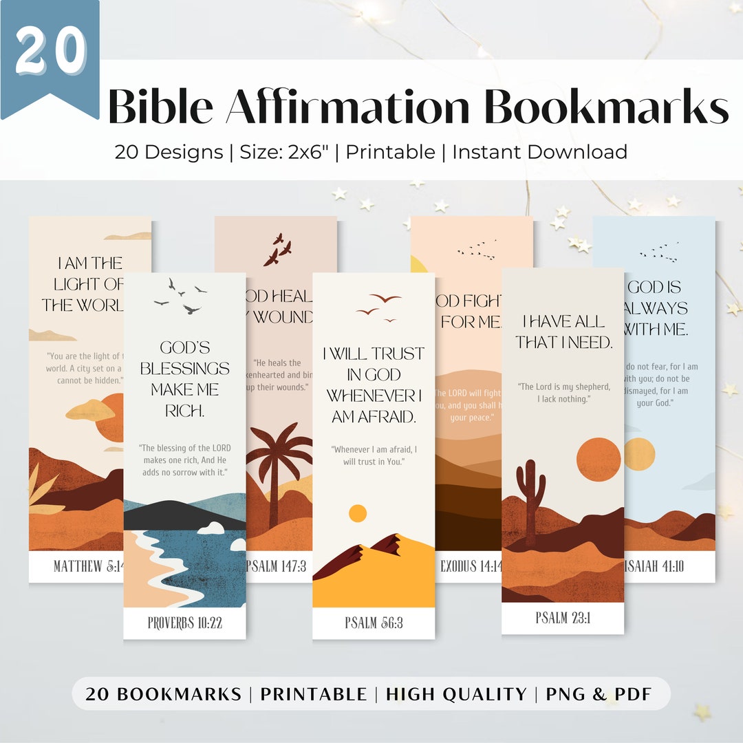 Bible Verse Printable Bookmarks With Affirmations Christian Bookmarks ...