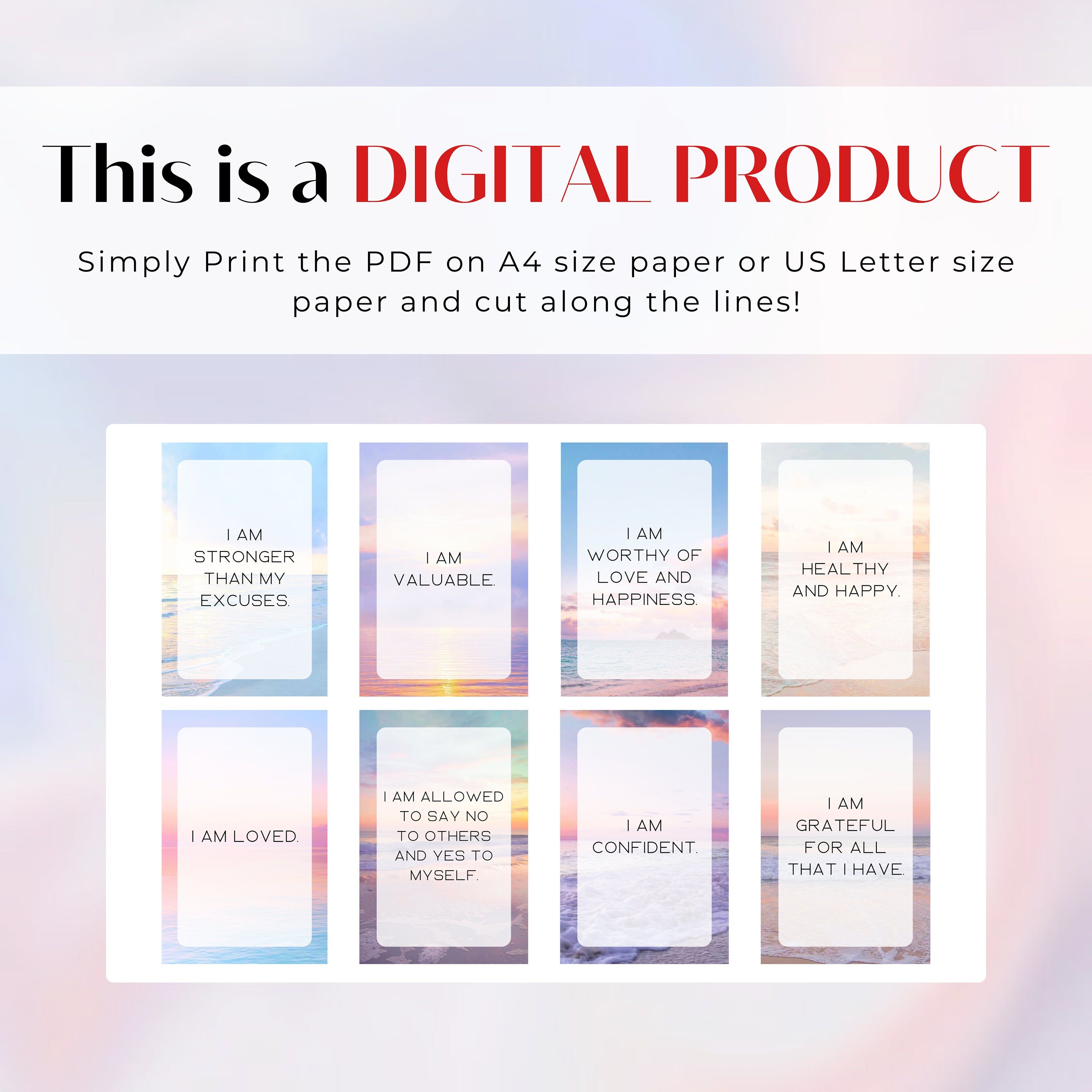 I AM Affirmation Cards Digital Download, Printable Affirmation, Self ...