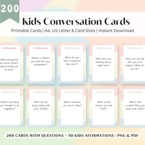Kids CONVERSATION CARDS & AFFIRMATIONS for Children | Communication ...