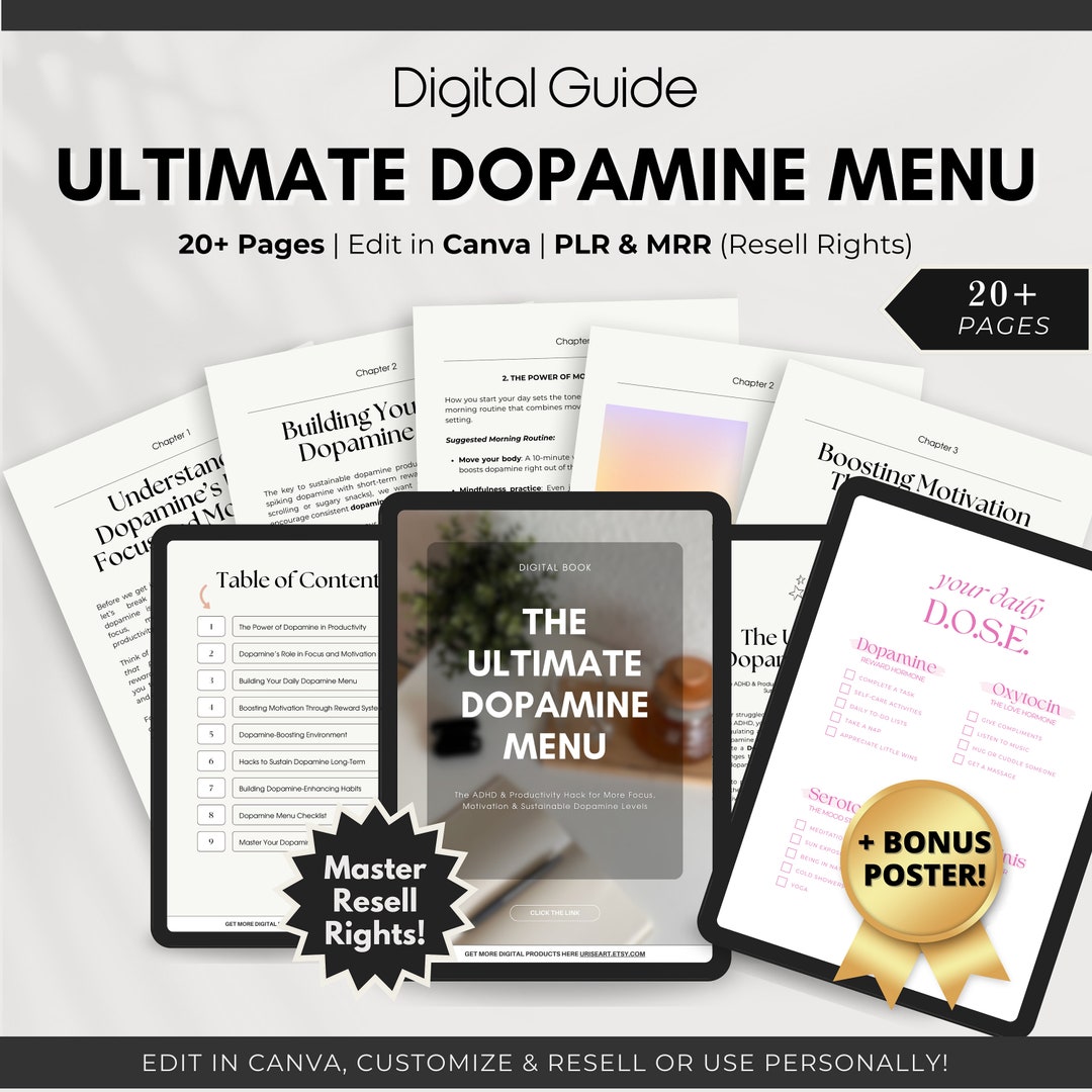 Dopamine Menu Guide: ADHD Productivity Ebook With PLR & MRR (digital ...