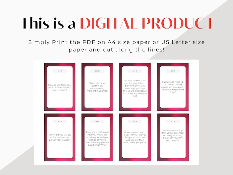 36 Questions to Fall in Love Cards: Couple Conversation Starters ...