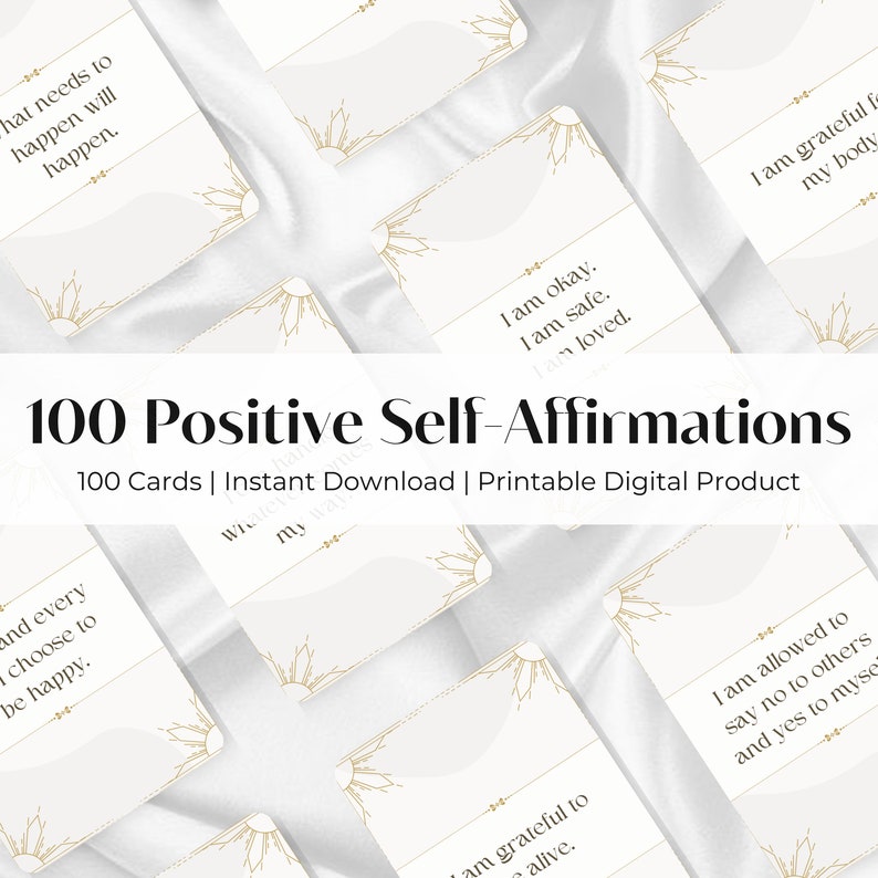 POSITIVE AFFIRMATION CARDS, Printable Self Care Affirmations, Positive ...