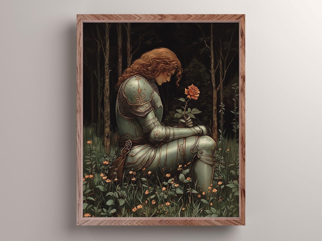 Romantic Knight in the Forest Art Print, Medieval Fantasy Wall Decor ...