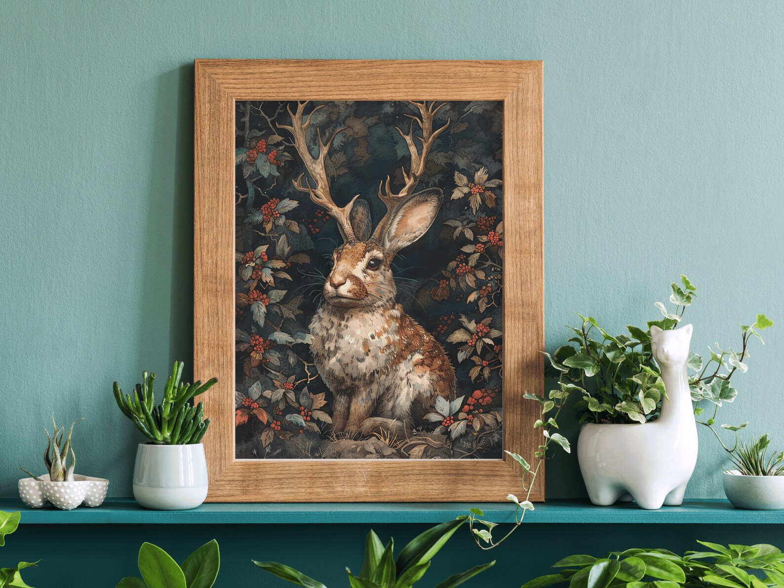 Mythical Jackalope Art Print, Dark Academia Animal Wall Art, Magical ...