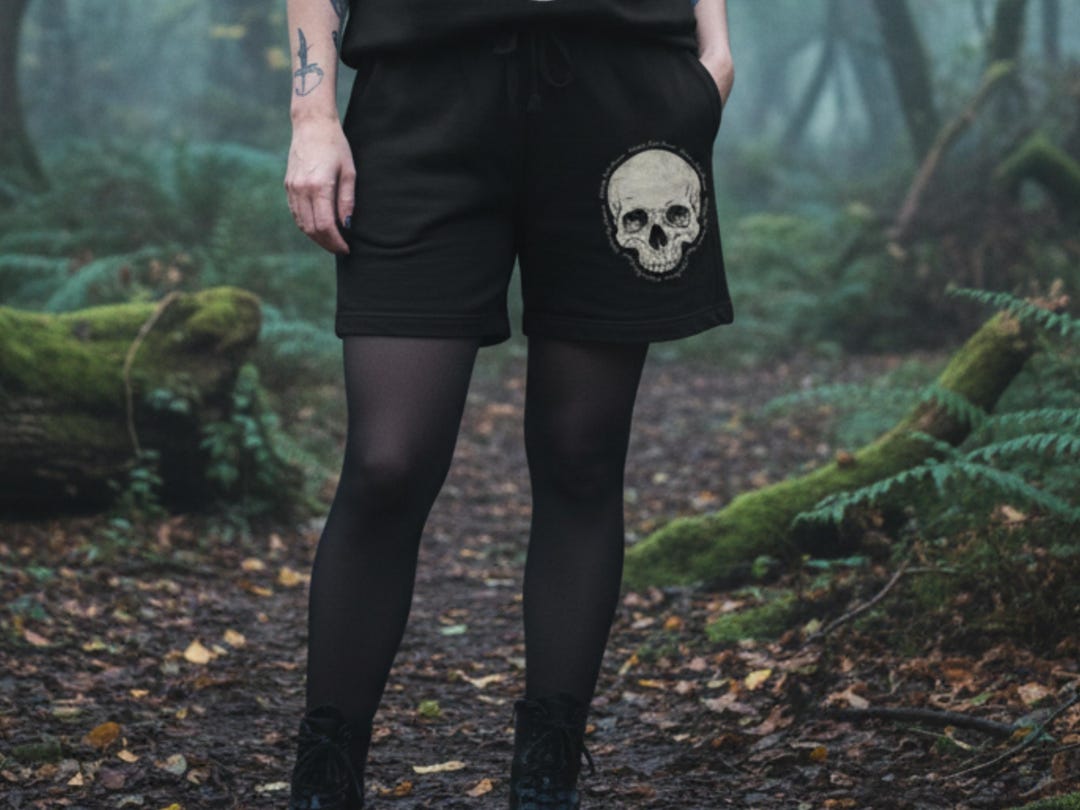 Goth Skull Print Shorts, Gothic Shorts, Alternative Clothing for Women ...