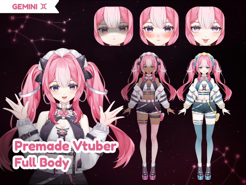 Live2d Vtuber Model | Gemini the Zodiac Vtuber, Fully Rigged, Vtube ...