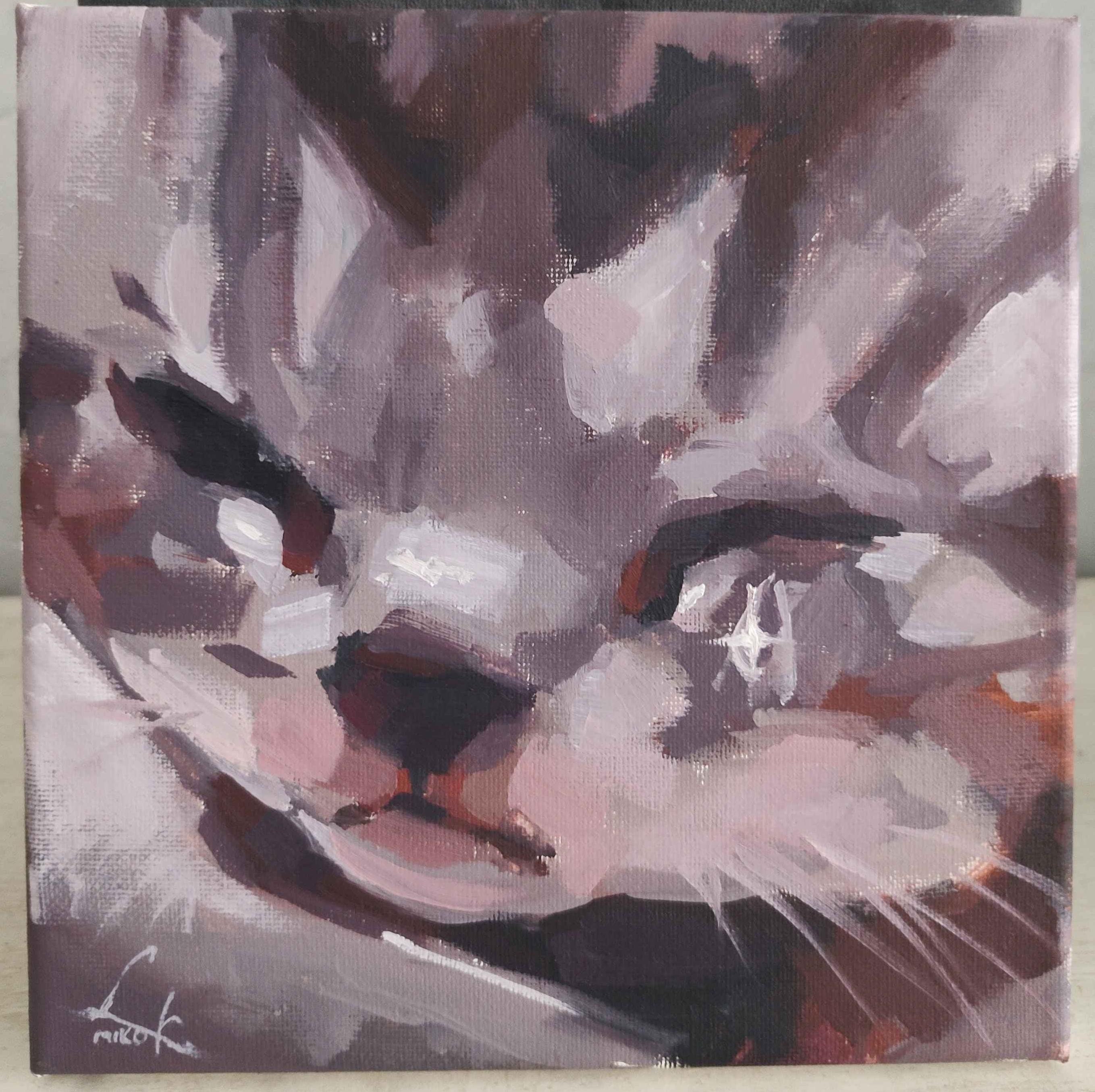 Original Crying Cat / Oil Painting / Meme Cat Painting / 20x20cm / 7 ...