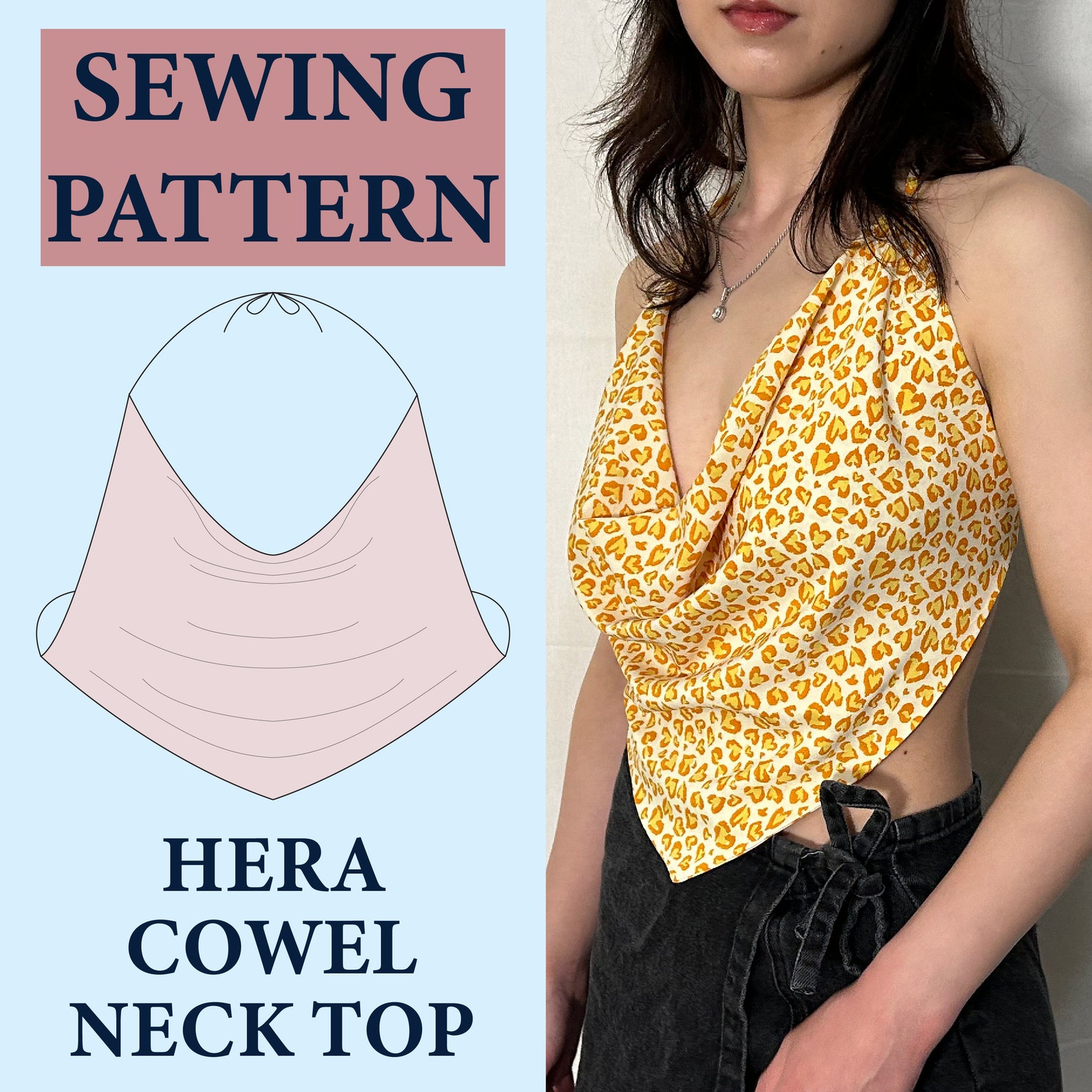 Cowl Neck Top PDF Sewing Pattern | Size XS-XL | Beginner Friendly ...