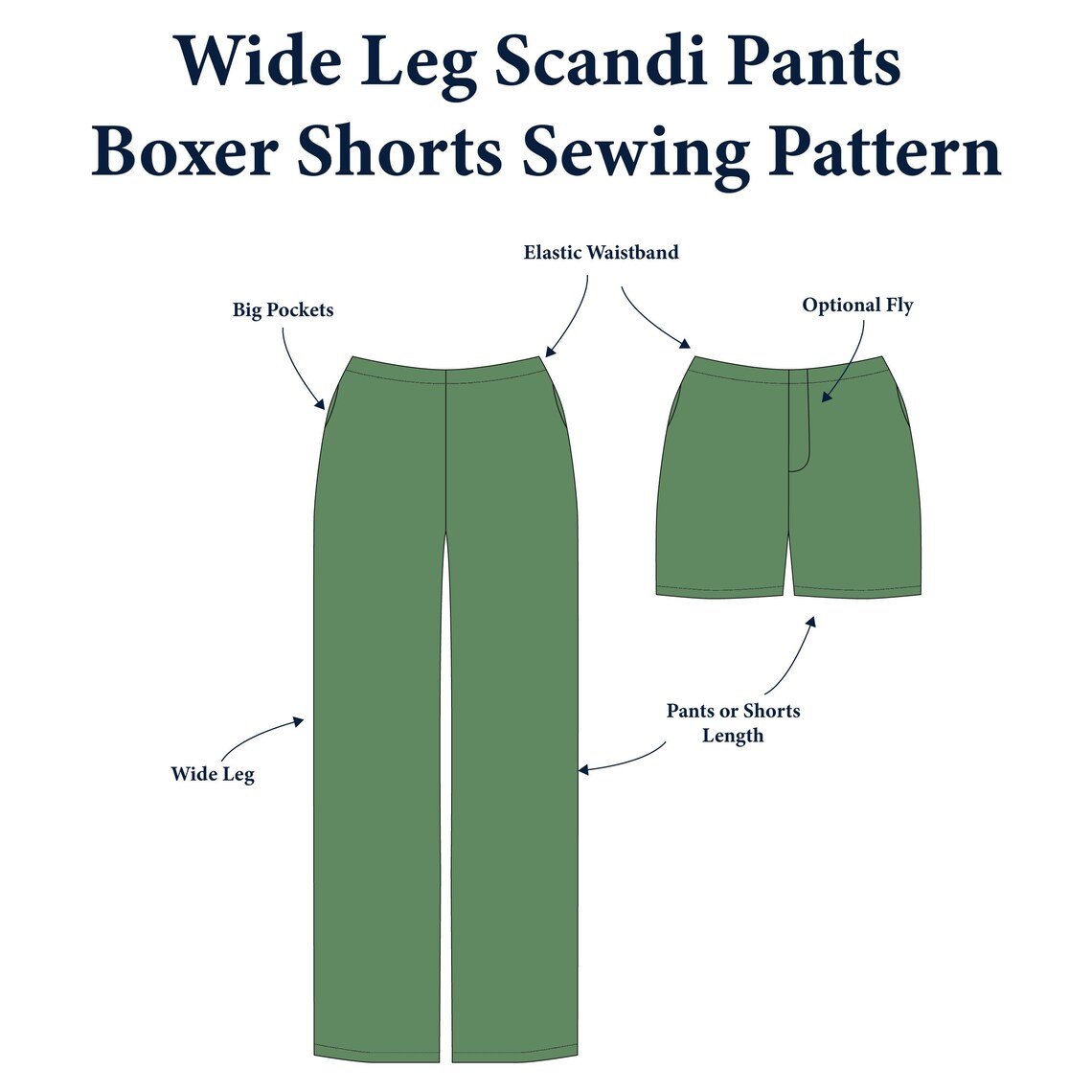 Linen Pants Boxer Shorts Sewing Pattern (2 in 1) Scandi Pants Style ...