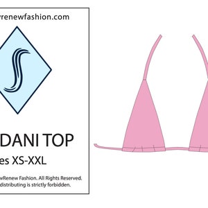 Tiny Triangle Bikini Top Sewing Pattern - Dani Style Skinny Triangle ...