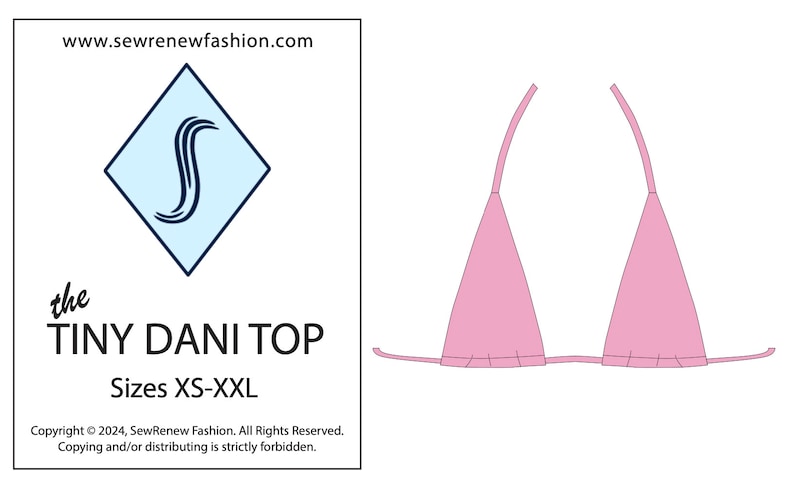 Tiny Triangle Bikini Top Sewing Pattern - Dani Style Skinny Triangle ...