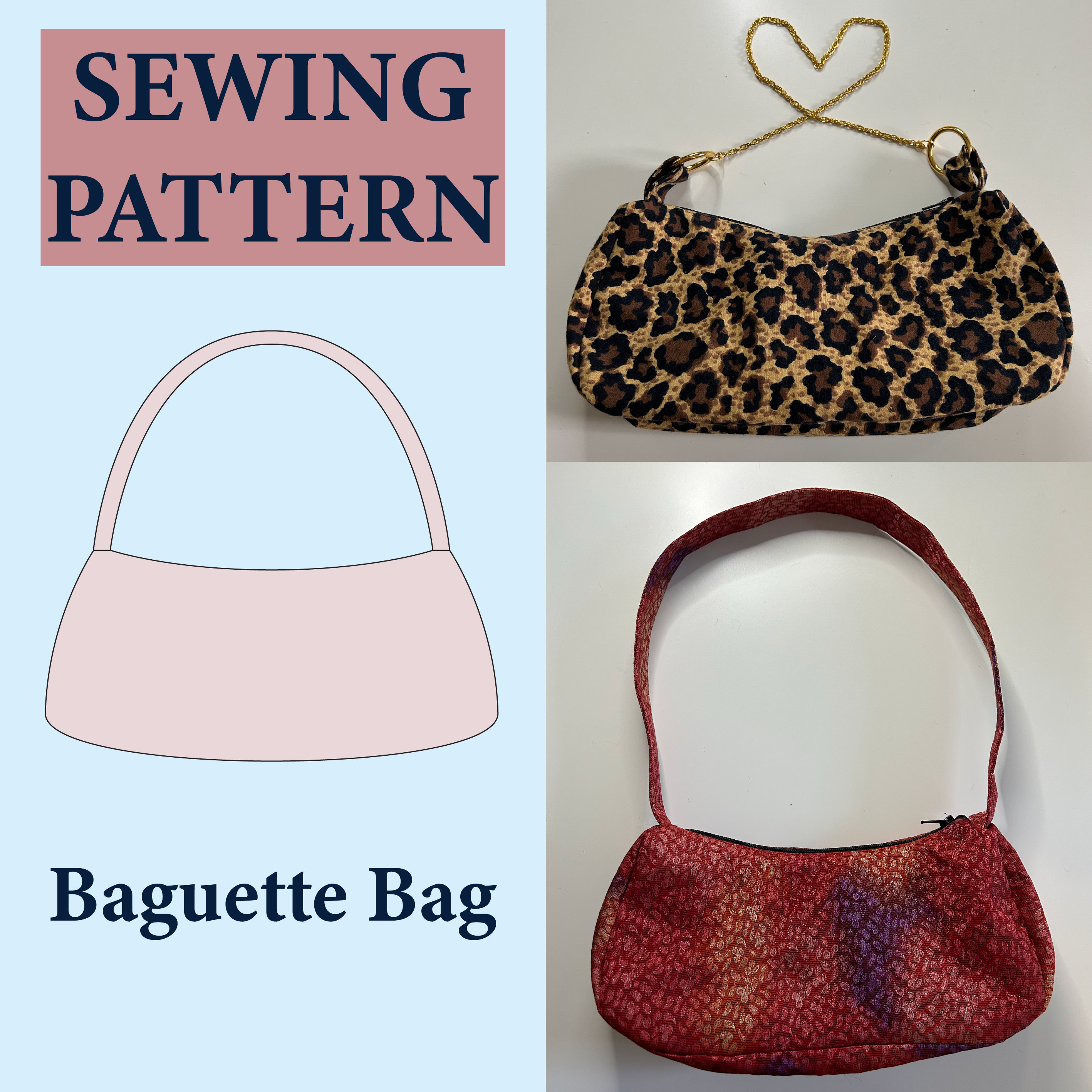 Baguette Bag Sewing Pattern [FREE] Shoulder Bag PDF Sewing Pattern for Download | Trendy Purse ...
